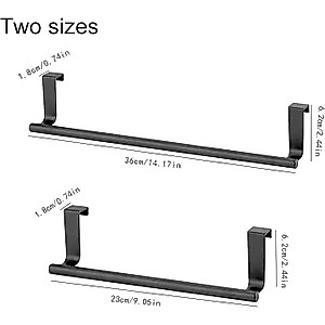 Drill-Free Cabinet Hanging Rack, 2024 New Over The Cabinet Towel Holder Dish Towel Holder, Towel Holder Mounts Securely to All Standard Cabinets and Doors Up to 0.8In Thick (Silver, 2pcs Small)