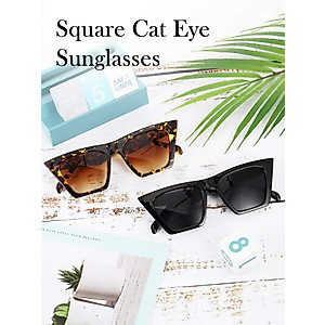 2 Pair Vintage Square Cat Eye Sunglasses Women Retro Trendy Cateye Sunglasses