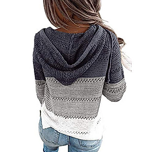 Womens Long Sleeve Tops Casual Color Block Sweater for Women Plus Size Grey XXL