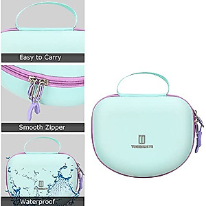 Tourmate Hard Travel Case for Riwbox CT-7 / CT-7S Cat Ear LED Light Kids Wireless Headphones, Protective Carrying Storage Bag (Purple&Green)