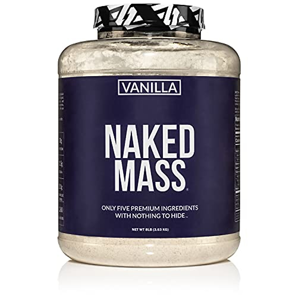 Vanilla Naked Mass - All Natural Weight Gainer Protein Powder - 8lb Bulk, GMO Free, Gluten Free & Soy Free. No Artificial Ingredients - 1,260 Calories - 11 Servings