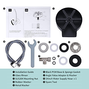 Bottle Washer for Kitchen Sink: iVIGA Matte Black Glass Rinser - Stainless Steel Cup Rinser Bottle Cleaner - Bar Glass Quick Automatic for Baby Bottle with Cleaning Brush