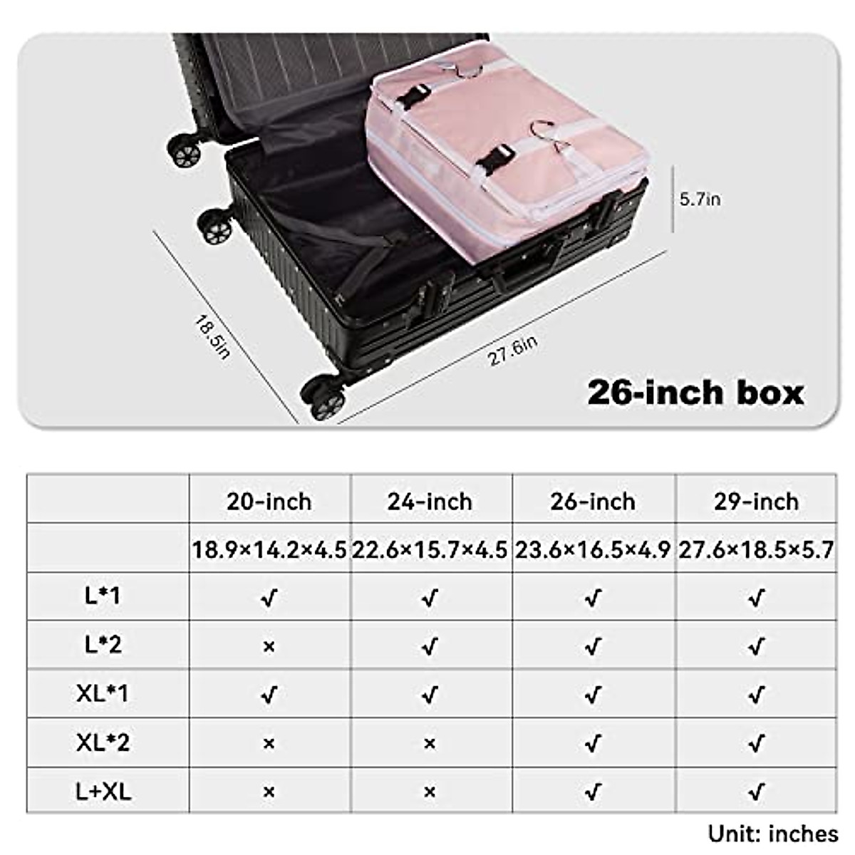 TABITORA Travel Luggage Organizer and Packing Cube Space Saver with Built in Hanging Shelves and Laundry Storage Compartment (Pink XL)