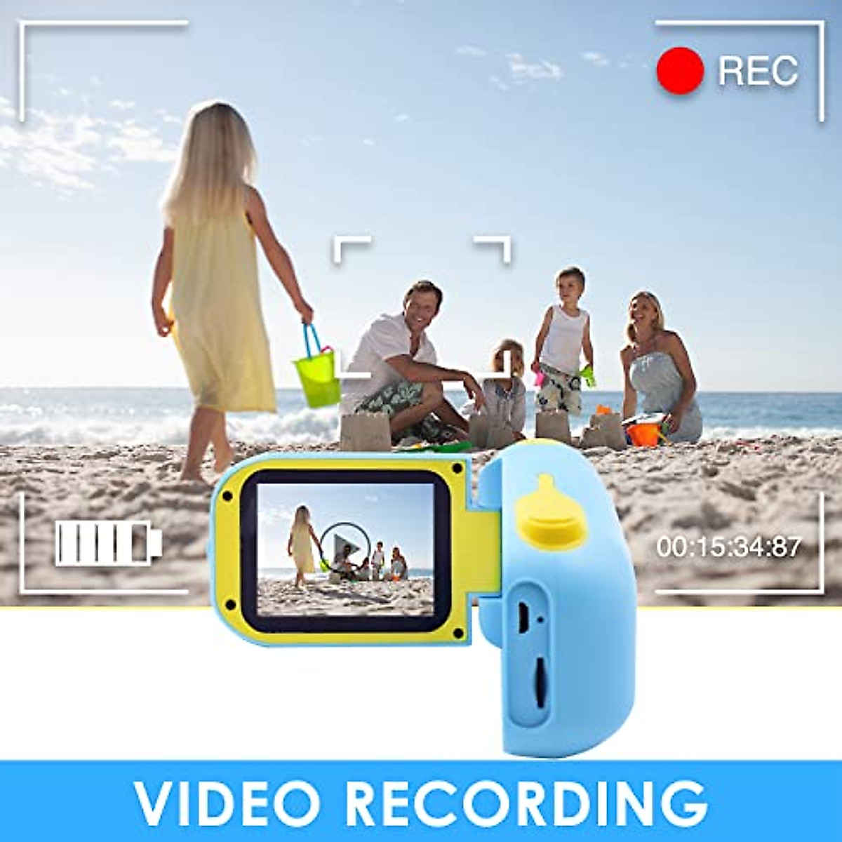 Acelane Kids Camera Digital Video Camera Recorder Mini Camcorder with 1080P 2.4 inch Screen, 32GB SD Card, Rechargeable, Birthday Christmas Holiday Party Gift Toy for Toddler Boys Girls Age 3+, Blue