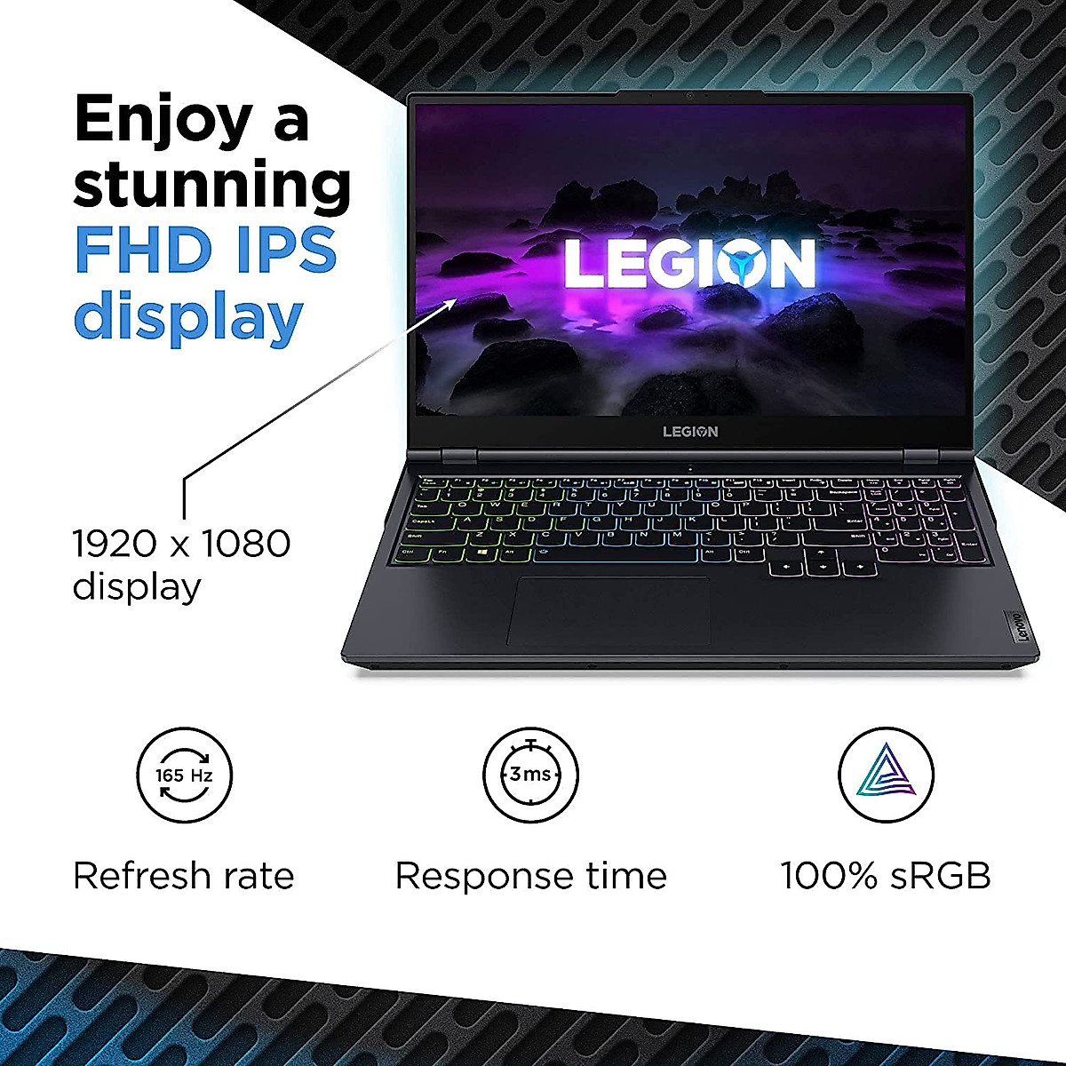 Lenovo Legion 5 15 Gaming Laptop, 15.6" FHD 300nits 165Hz Display, AMD Ryzen 7 5800H,NVIDIA GeForce RTX 3050Ti,RGB Backlight, 32GB RAM, 2TB PCIe SSD, Windows 11H /ES 32GB USB