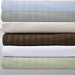 Dobby Stripe Queen Sheets - 6 Piece 1500 Supreme Collection Fine Brushed Microfiber Deep Pocket Queen Sheet Set Bedding - 2 Extra Pillow Cases, Great Value, Queen, Dobby White