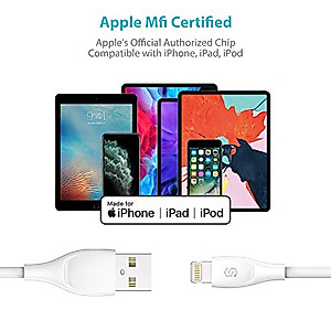 Syncwire iPhone Charger Lightning Cable - 6ft [Apple Mfi Certified] Ultra-Durable Fast Charging & Syncing Apple Charger Cord for iPhone 11 XS Max XR X 8 Plus 7 Plus 6S 6 Plus Se 5, iPad iPod - White