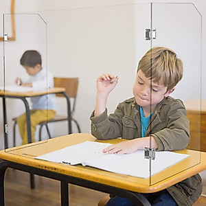 Mount-It! Acrylic Protective Sneeze Guard 27.6" x 19.7" x 25.6" | Foldable Clear Plexiglass Personal Protection Shield and Partition | Three Size Coverage