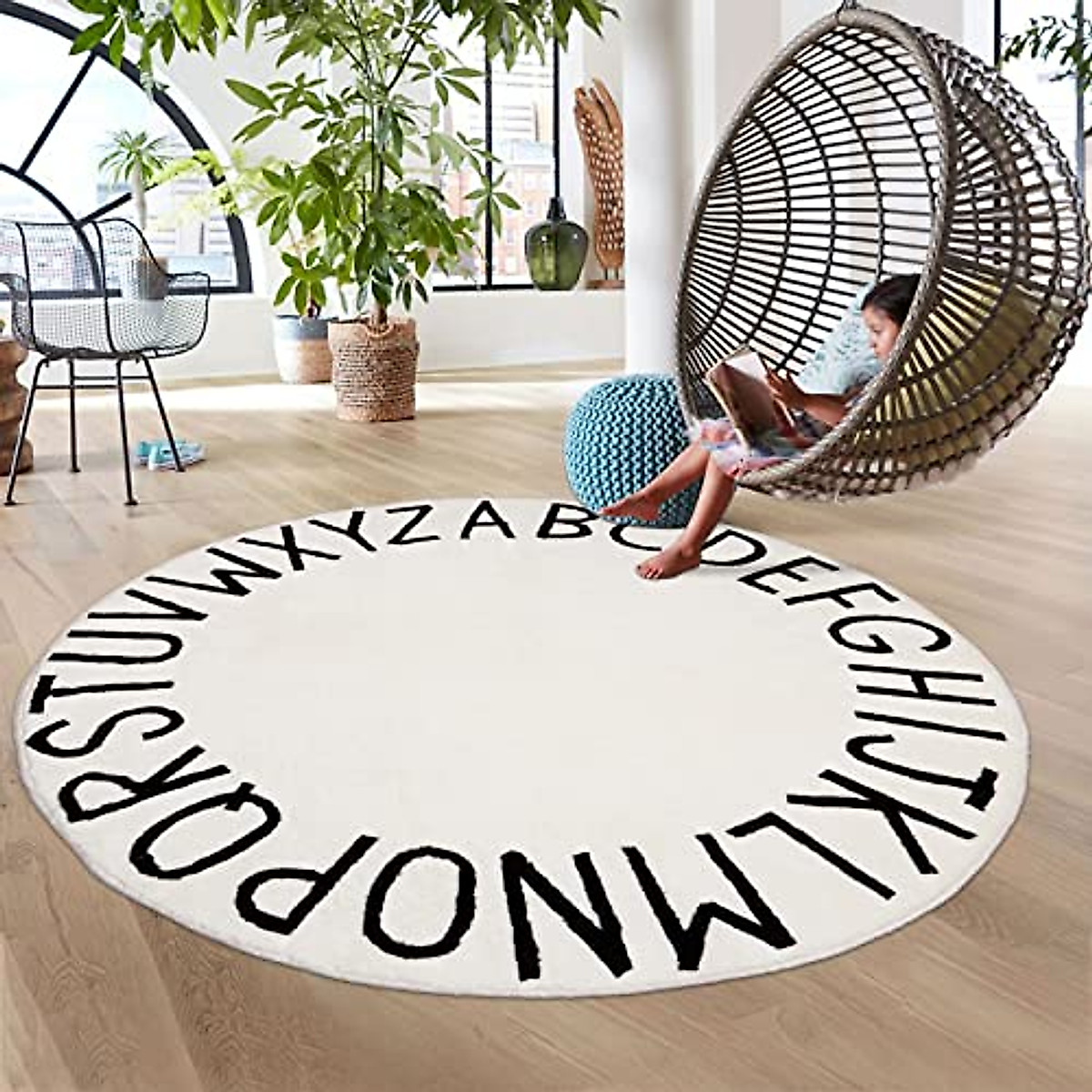 HiiARug ABC Large Area Rug for Nursery Soft Kids Play Mat Round Educational Alphabet Floor Area Rugs Non-Slip for Children Toddlers Nursery Bedroom Living Room