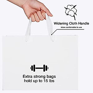 Aimyoo White Paper Bags with Handles 10 Pack, Large Gift Bags for Retail Merchandise Shopping Small Business Party, 13x10x5 inch