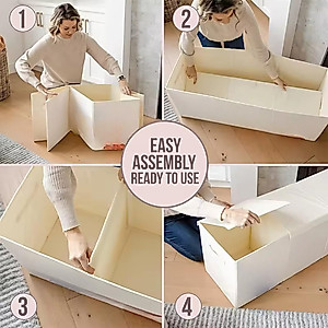 Kids Toy Storage Organizer Bin Box with Handles Large Capacity for Bedroom Playroom, Foldable Storage Box for Toys, Organizer for Stuffed Animals Dolls, Balls (Beige)