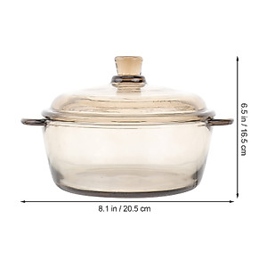 Angoily Soup Bowls Glass glass fruit bowl Saucepan with Lid - Glass Stovetop Safe Pot Pasta Noodle Bowls Soup Pot Pan for Kitchen Restaurant Light dessert bowl Brown appetizer bowls Ramen Bowl