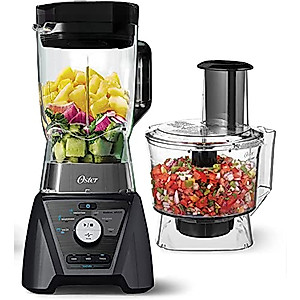 Oster Blender and Food Processor Combo with 3 Settings for Smoothies, Shakes, and Food Chopping - 3 Speed Texture Select Settings Pro Blender with Tritan Jar and Food Processor Attachment - Metallic Gray
