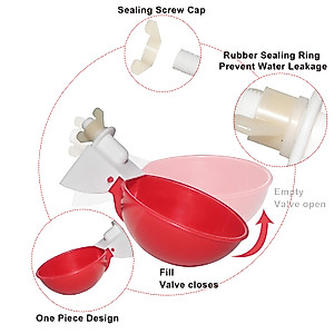 Chicken Water Cups, Automatic Chicken Waterer Cup 6PCS, Chicken Feeding Cup 2PCS, Poultry Watering Cups, Chicken Waterer Cup Kit Suitable for Chicken Duck Turkey Rabbit.