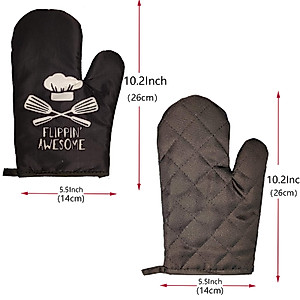 FSTIKO Funny Spatula Oven Mitts and Potholders BBQ Gloves-Oven Mitts and Pot Holders Kitchen Linen Set High Heat Resistant Cotton Potholder for Cooking, Baking, Barbecue（Set of 4 Piece）