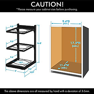 KES Cabinet Door Organizer with Towel Bar & Pots and Pans Organizer, Matte Black , KUR520-BK+KUR510-BK