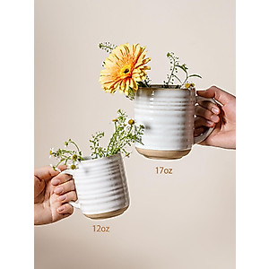 LE TAUCI Coffee Mugs 12 oz, Ceramic Mug Set, Housewarming Wedding Present, Coffee Cups for Latte, Hot Tea, Cappuccino, Mocha, Cocoa - Set of 4, Arctic White