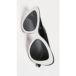 Prada PR 13YS 10A5S0 White Plastic Cat-Eye Sunglasses Grey Lens
