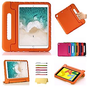 UUcovers Kids Case for iPad 9th/8th/7th Generation 10.2" with Rotating Handle/Stand Lightweight Soft EVA Foam Shockproof Rugged Kickstand Boy Girl Kid Cover for iPad 10.2 Inch 2021/2020/2019, Orange