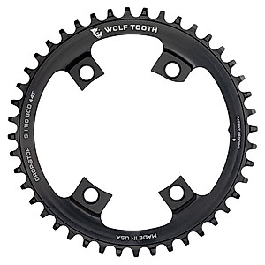 Wolf Tooth Drop-Stop Chainrings for Asymmetric 4x110mm BCD Shimano Road Cranksets (Black, 42t)
