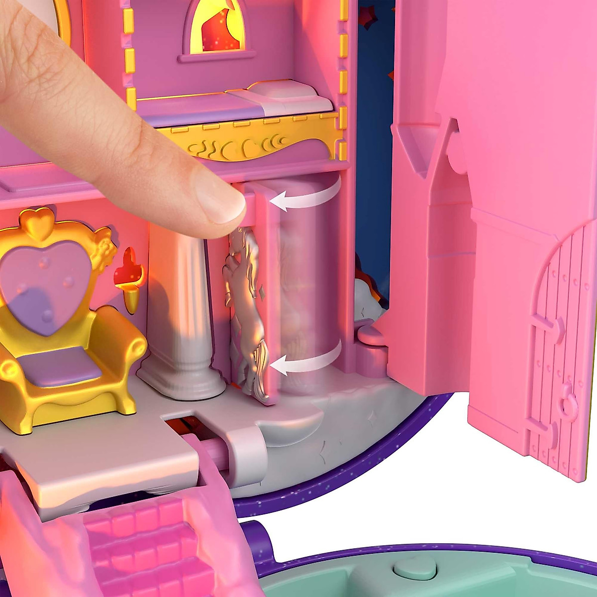 Polly Pocket Collector Compact with 2 Micro Dolls, 2 Animal Figures & Carriage Accessory, Heritage Keepsake Collection Starlight Castle, Collectible Toy