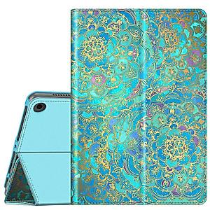 Fintie Folio Case for Amazon Fire HD 8 & Fire HD 8 Plus Tablet (12th/10th Generation, 2022/2020 Release) - [Flex Stand] Premium Vegan Leather Multi-Angle Folio Cover Auto Sleep Wake, Shades of Blue