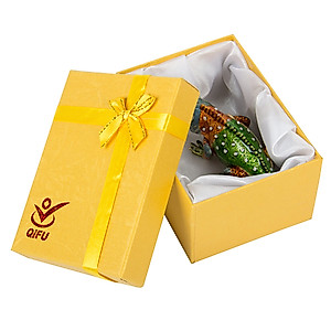 QIFU Hand Painted Enameled Lizard Style Decorative Jewelry Trinket Box Hinged