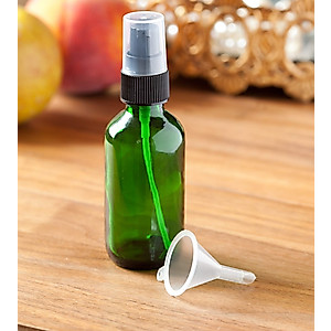 JUVITUS 2 oz / 60 ml Green Glass Boston Round Black Treatment Pump Bottle (12 Pack) + Funnel