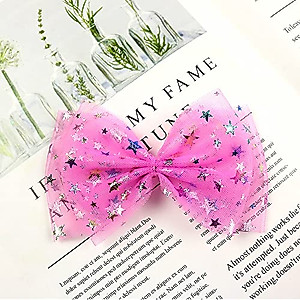 DADAXIE 6 Inch x 10 Yard Shiny Stars Glitter Tulle Rolls Gradient Glitter Tulle Netting Fabric Spool for Table Chair Ribbon Bow Tutu Skirt Sewing Crafting Party Wedding Halloween Decor (Dark Pink)