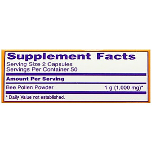 NOW Bee Pollen, 500mg, 100 Capsules (Pack of 3)