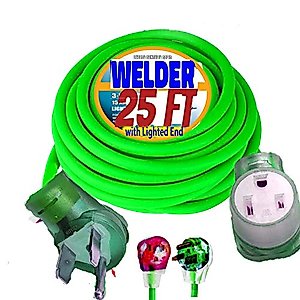 8/3 Welder Extension Cord 25 ft 10,000 Watts Nema 6-50 250-Volt Welder Extension Cord 8 Gauge Lighted end 220 Welder Extension Cord 50 amp Welding Extension Cord 25 ft 6/3 Plug