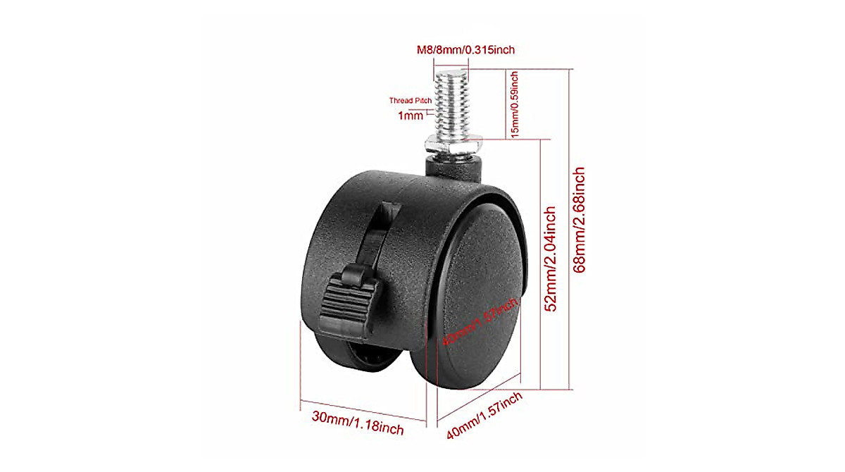 Dalyndar 4 Pack 1.5 Inch Swivel Stem Caster Wheels Replacement Casters ...