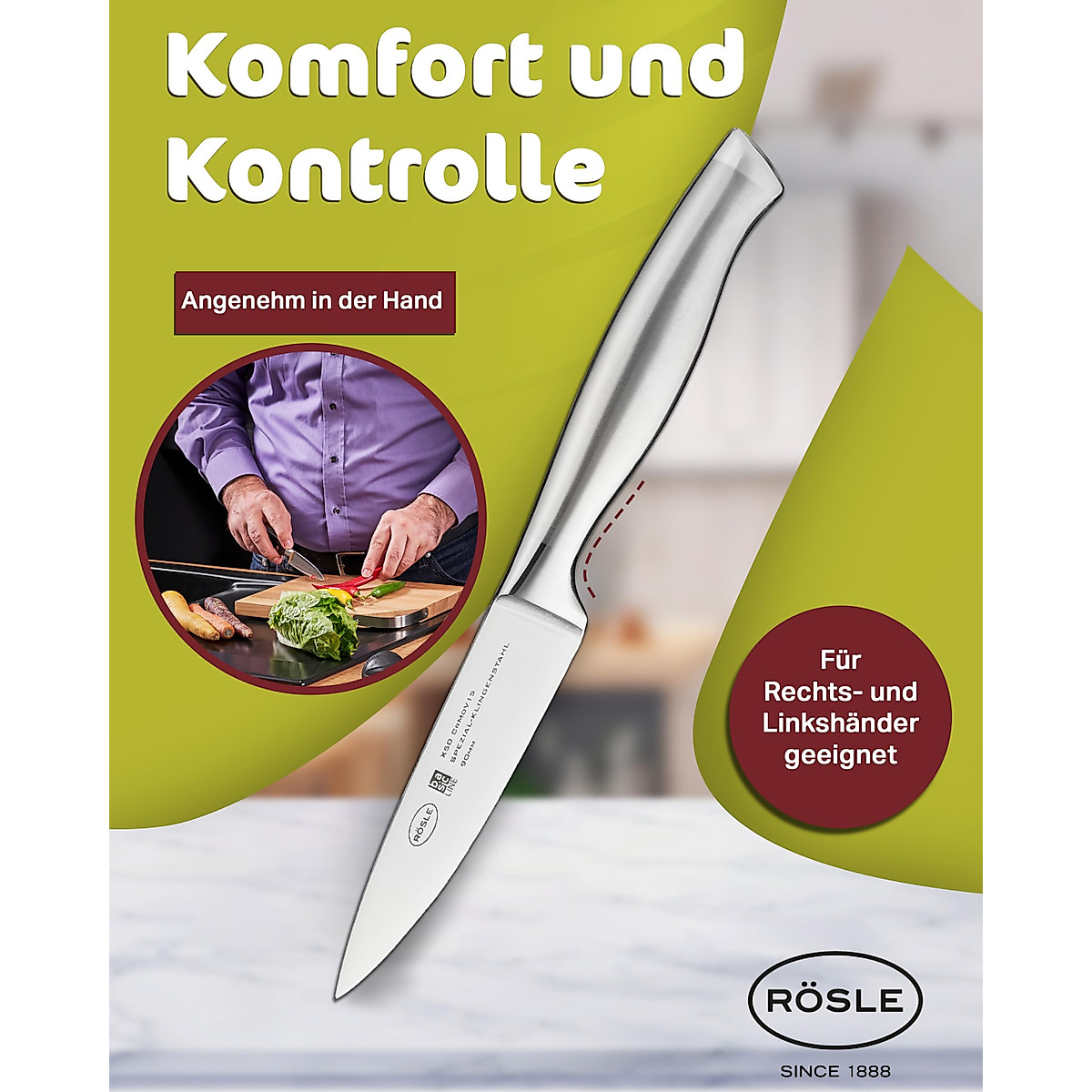 Rosle Basics Line Stainless Steel Pairing Knife, 3.5-inch Blade