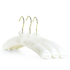 HANGERWORLD 4 Ivory 17inch Classic Satin Padded Hangers for Wedding Dress Non-Slip with Gilt Hook