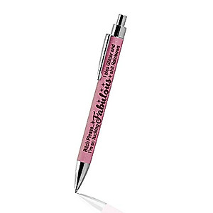 KATE POSH Bitch please I'm so fucking FABULOUS, I piss glitter and shit rainbows - Engraved Pink Leather Pen - Funny Gag Gift