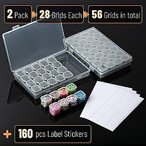 Mr. Pen-Bead Storage Containers, 28 Grids, 2 Pack, Grey, 160pcs Label Stickers, Bead Organizer, Craft Organizers and Storage, Bead Containers for Organizing, Bead Organizers and Storage, Bead Box