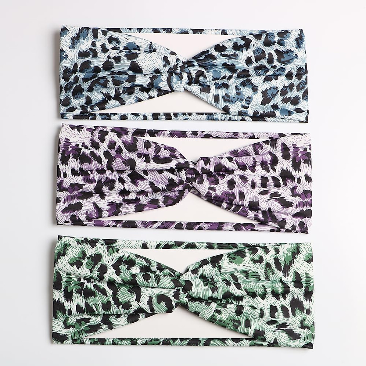 Hzaiwy 6PCS Women Leopard Boho Headbands,Boho Floal Style Criss Cross Head Wrap,Wide Top Knot Turban Hair Band (Leopard print)