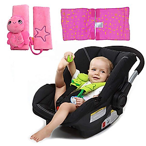 Soft Cartoon Baby Child Animal Harness Car Seat Belt Strap Covers Safety Shoulder Pad Protection Cushion for Infant Stroller Pushchair Seatbelt (Pink Angle)