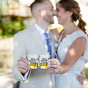 Take A Shot We Tied the Knot, 100 pcs Plastic Shot Glass, 2 oz, Wedding Party Favors, Wedding Gifts for Guests, Wedding Favors Bulk, Take Shot, Wedding Shot Glasses for Guests, Party Favors Wedding