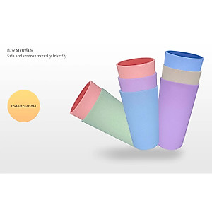 DLF.DONGLINFENG Wheat Straw Unbreakable Cup (17 Ounces) And (20 Ounces)-Reusable Drinking Cup Plastic Cup 10 Piece Set-Colorful-Dishwasher Safe-Bpa Free…
