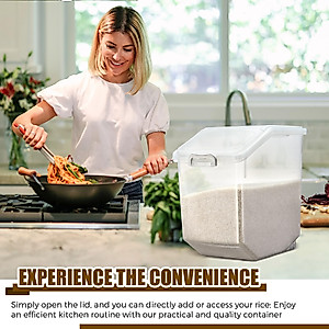 Funnymoom 40 Lbs Rice Storage Container Plastic Flour Rice Storage Bin Cereal Food Rice Holder with Lid Clear Rice Bin Large Rice Box for Kitchen Sugar Pantry Grain Dry Food Organization