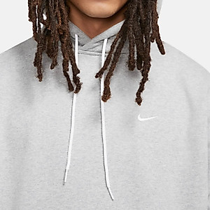 Nike Sportswear Solo Swoosh Men's Fleece Pullover Hoodie (as1, alpha, m, regular, regular, Dark Grey Heather/White)