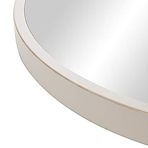 Patton Wall Decor 30" Distressed Cream and Gold Framed Round Wall Mirror, White