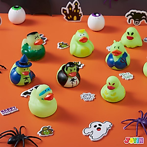 JOYIN 12 PCS Halloween Glow Ducks Bath Toys, Rubber Duckies for Trick or Treating Goodie Bag Fillers, Glow in The Dark Ducky Duck for Halloween Party Favors Decorations School Classroom Prizes