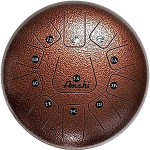 Amahi KLG12-11BZ 12" Steel Tongue Drum, 11 Note, D Major, Bronze