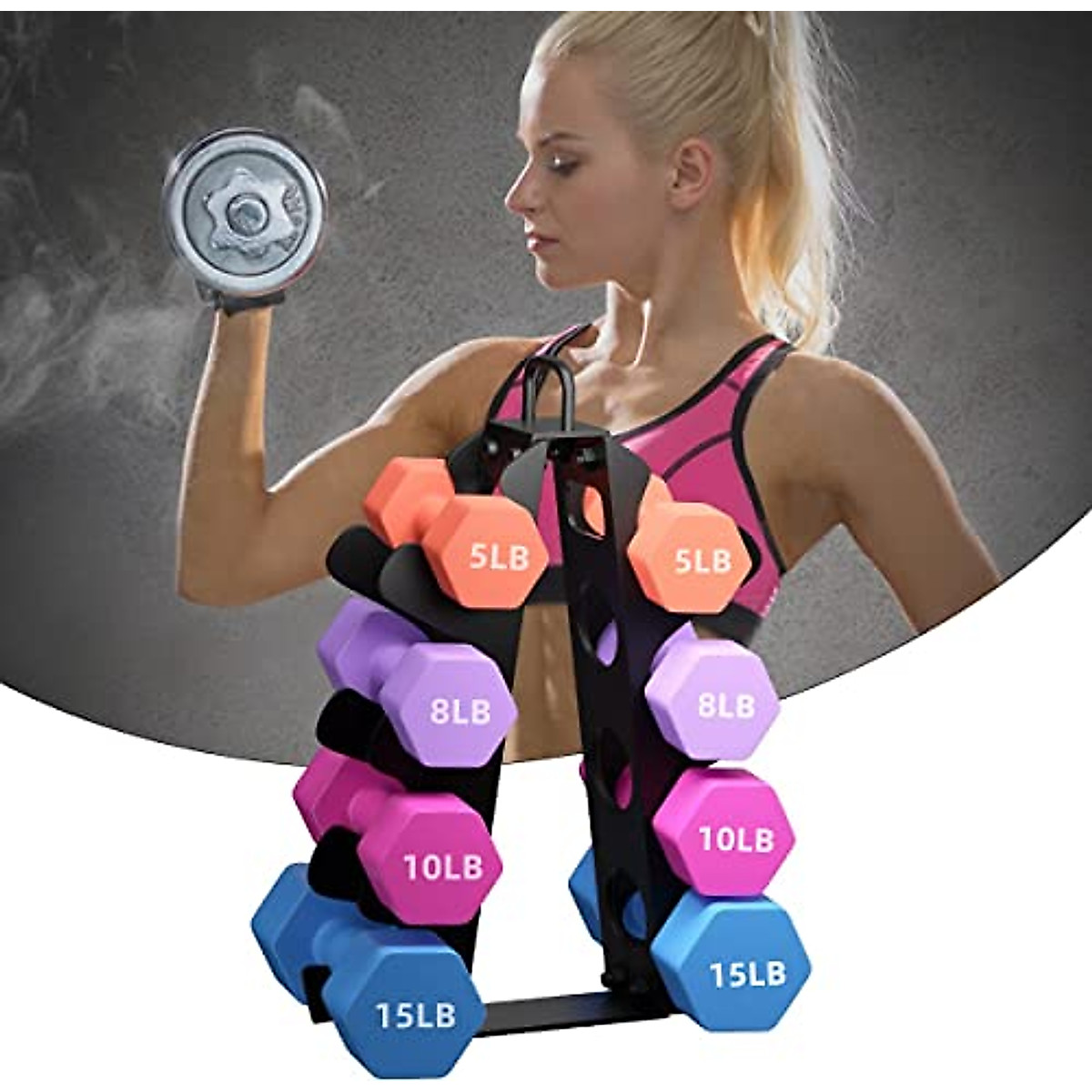 Weight Rack for Dumbbells (Dumbbells Not Included), EXBTOKA Upgraded Dumbbell Rack with Handle, 4 Tier Dumbbell Rack Stand Only, Compact A-Frame Dumbbell Rack, Suitable for Home Gym