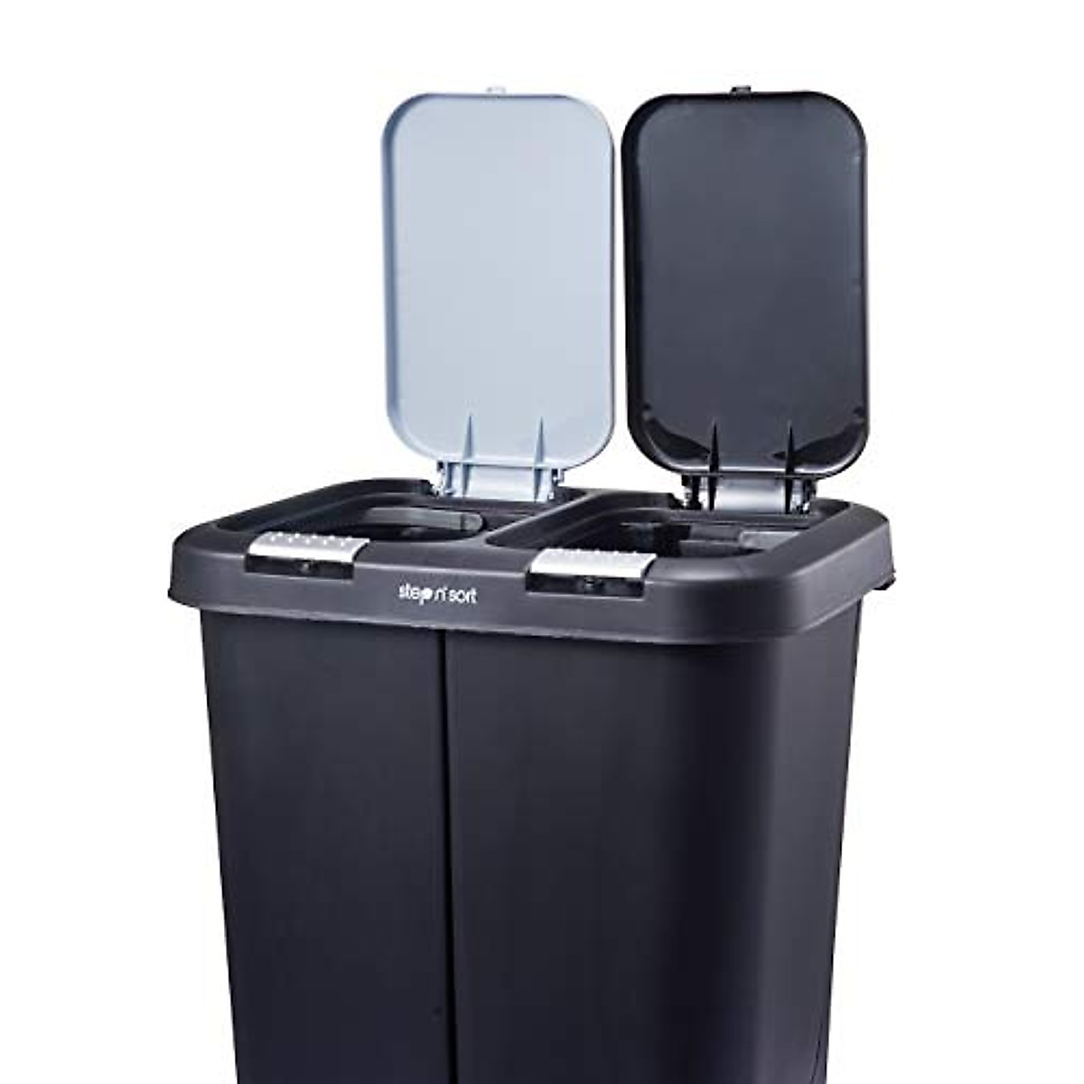 Step N' Sort 11 Gallon, Dual Trash and Recycling Bin with Slow Close Lid,Black,40 Liter,SNS402-B