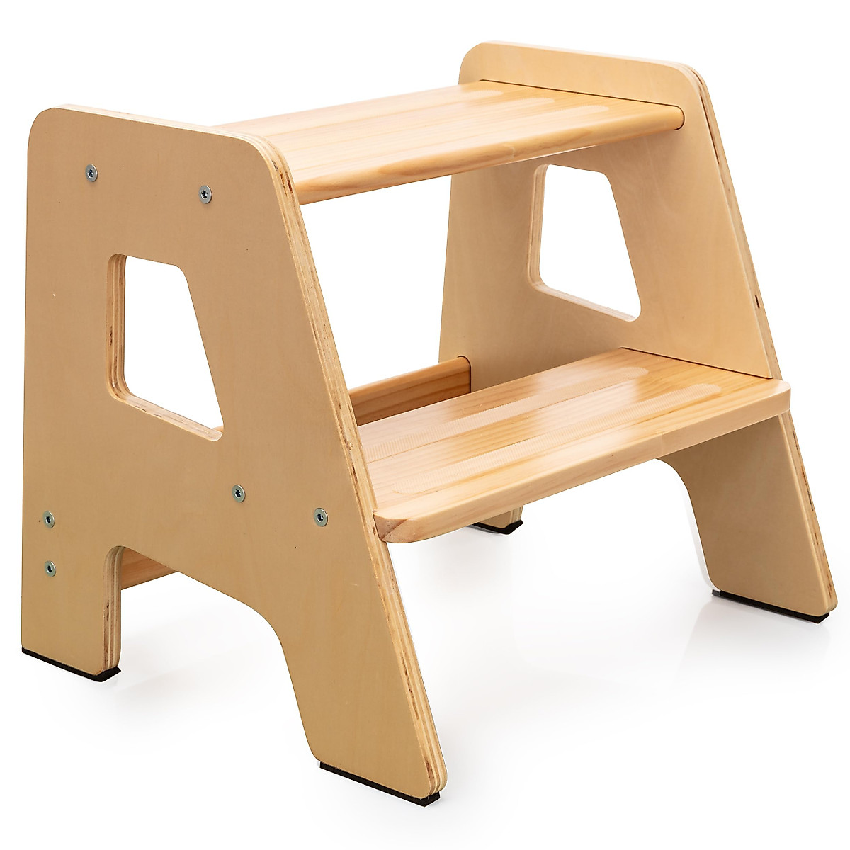 Wooden Step Stools for Kids - Sturdy, Non-Slip, Non-Tip Toddler Step Stool for Bathroom Sink for Your Little One - Varnished