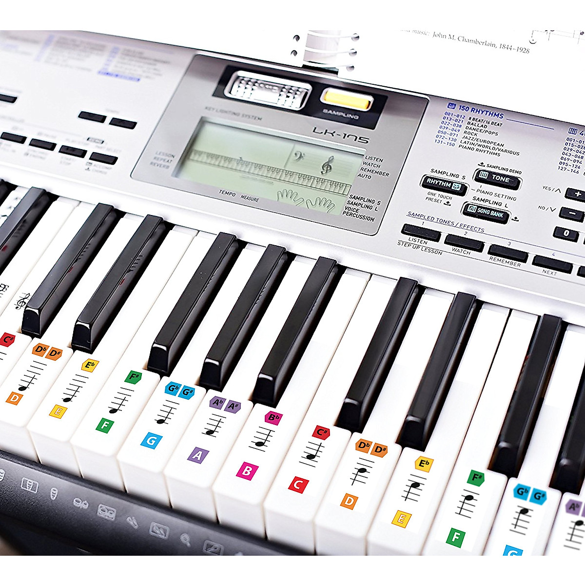 Best Reusable Large Color Piano Key Note Keyboard Stickers for Adults & Children’s, FREE E-BOOK, Great for Beginners Sheet Music Book, Teacher Recommended to Learn to Play Faster