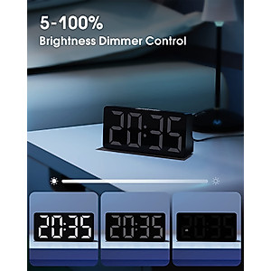 Mesqool Dynamic RGB Clock with Large Display Big Bold Numbers,Super Loud Alarm Clock for Bedroom,Heavy Sleepers,USB Charger,Snooze,Ambient Light,Dimmer,Small Bedside Desk Shelf Digital Clock for Teens